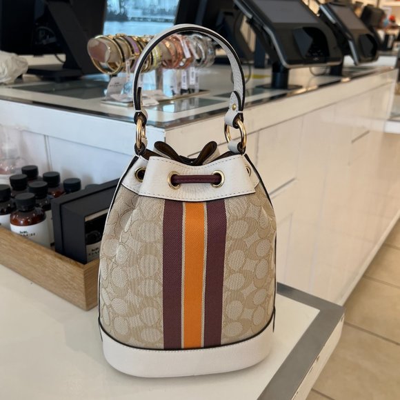 Coach | Bags | Dempsey Drawstring Bucket Bag In Signature Jacquard With ...